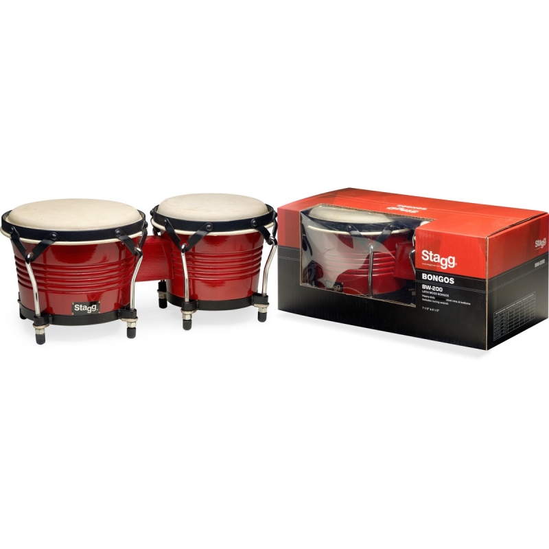Stagg Latin Holz Bongos 6,5 und 7,5 Zoll wildkirsche - Drum-Factory